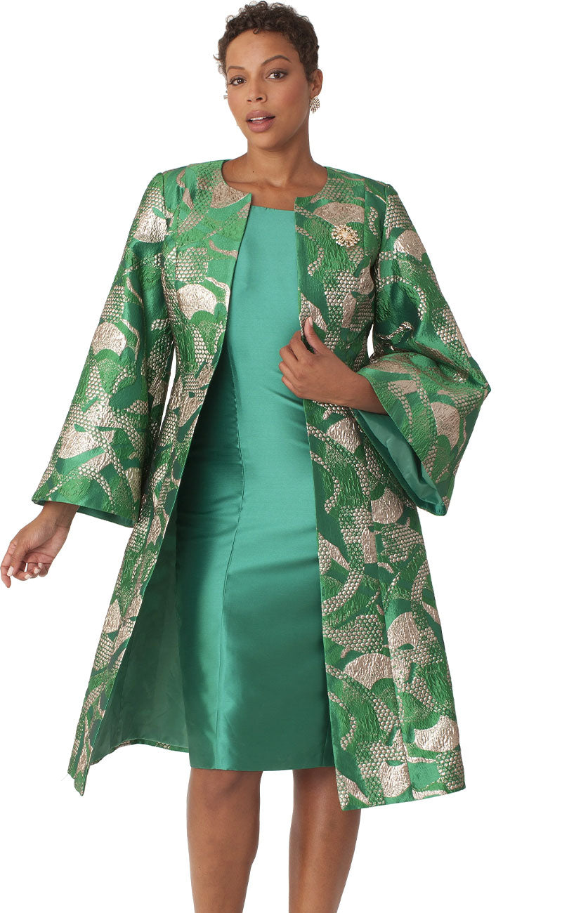 Tally Taylor Church Dress 4852-Emerald/Gold